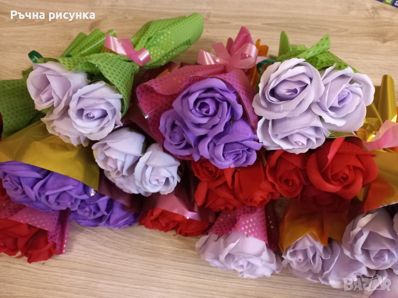 Букетчета с по три броя сапунени розички ,цена за букетче 3лв в ...