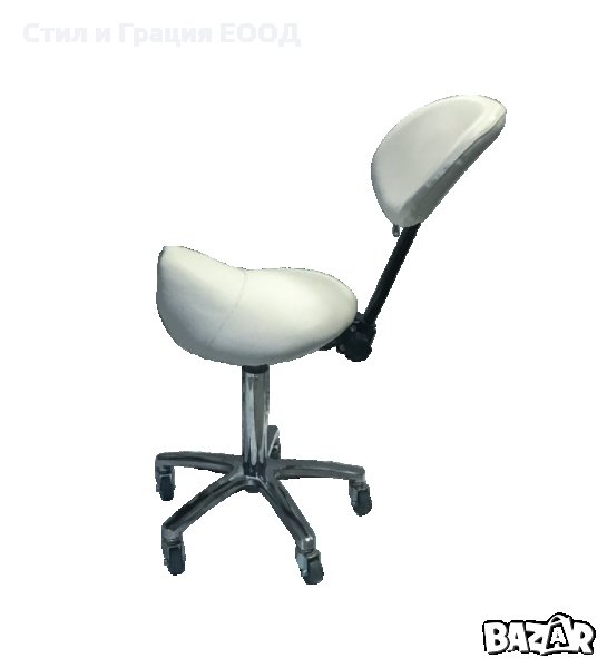 Козметичен/фризьорски стол - табуретка с облегалка Rodeo 49/61 см - бяла в Друго оборудване в гр ...