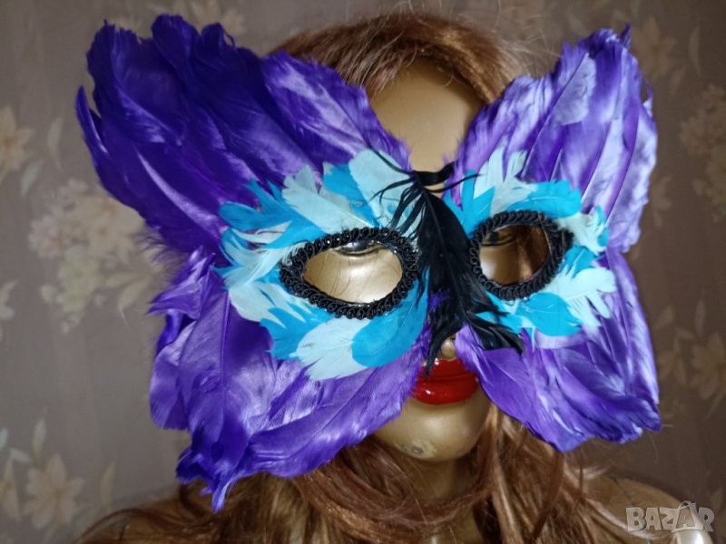 Маска с естествени пера за Хелоуин, празници, партита в Други в гр ...