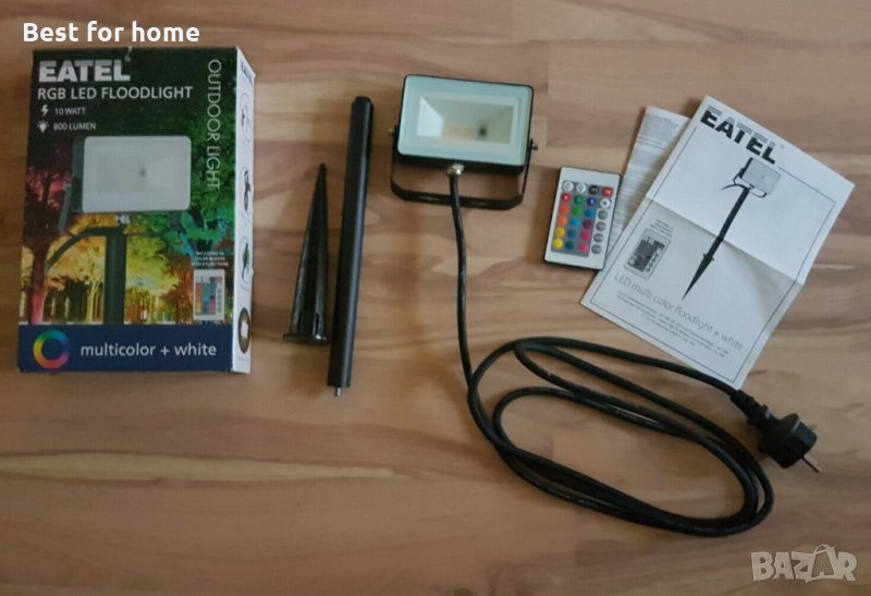 Външен прожектор с дистанционно EATEL RGB LED в Градински мебели ...
