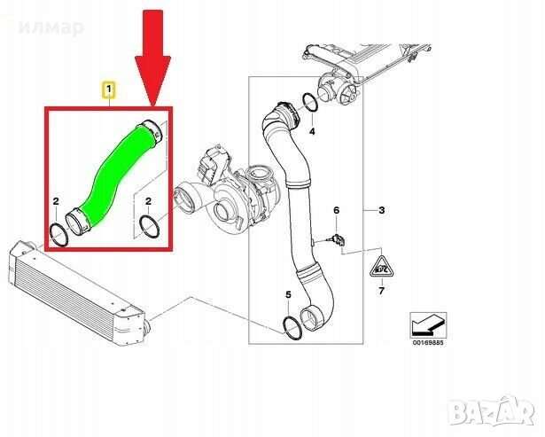 11613435259 Маркуч за турбо /интеркулер за БМВ / BMW X3 (E83) в Части в ...