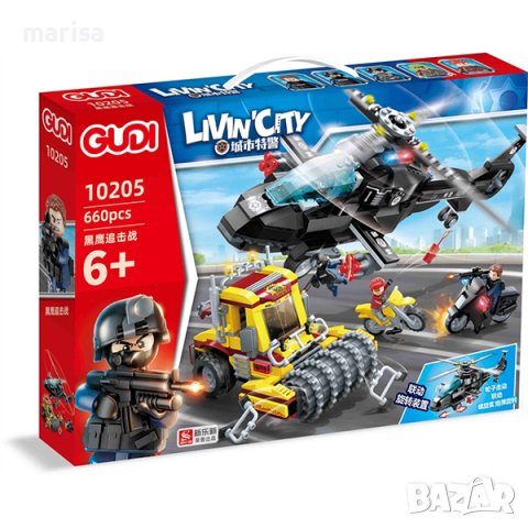 Конструктор Gudi Полицейско преследване, тип лего, 660 елемента Код ...