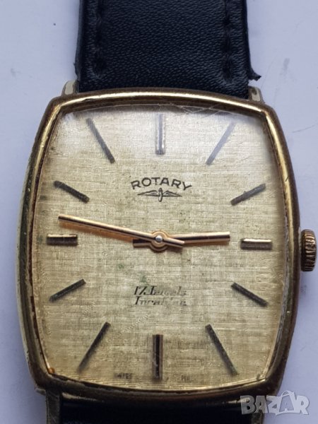 Мъжки позлатен механичен часовник Rotary 17 Jewel 70те год. в ...