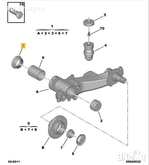 513196,иглен лагер заден мост,PEUGEOT PARTNER II,206,CITROEN BERLINGO ...