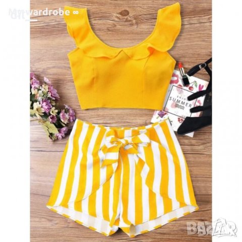 Налични! Жълт комплект панталонки и топ ХС-Л в Къси панталони и бермуди ...