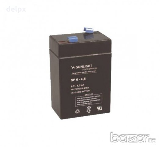 Акумулаторна оловна батерия SUNLIGHT 6V 4,5AH 70х47х107mm в Друга ...