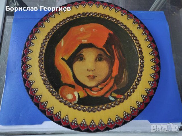 Дървена чиния ръчно рисувана в Антикварни и старинни предмети в гр