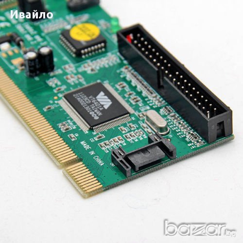 3 Sata Serial Ata IDE Port Pci Card to Sata карта с кабел разклонител ...